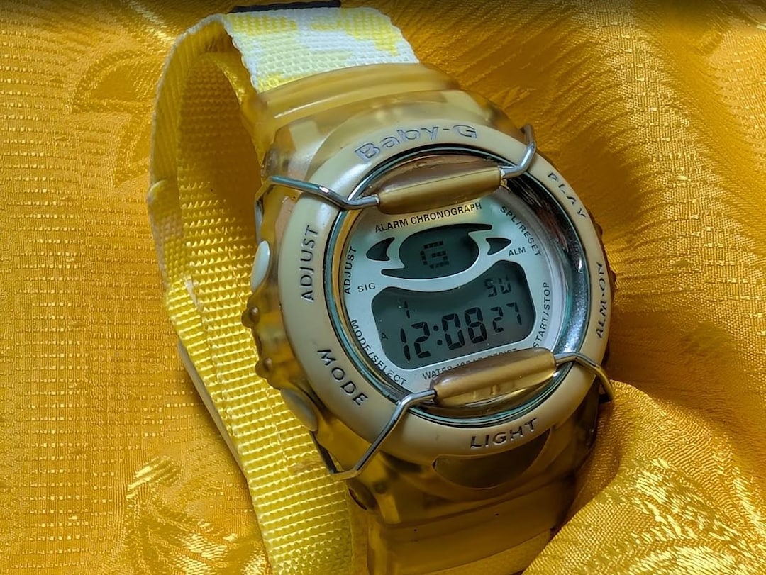 Rare Vintage CASIO Baby-g X-tream BG-390 Yellow Digital Watch. Good ...