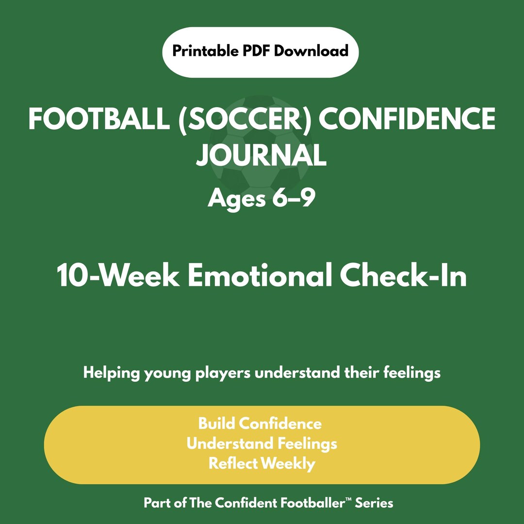 Football Confidence Journal for Kids Ages 6-9 | Soccer Emotional Check ...