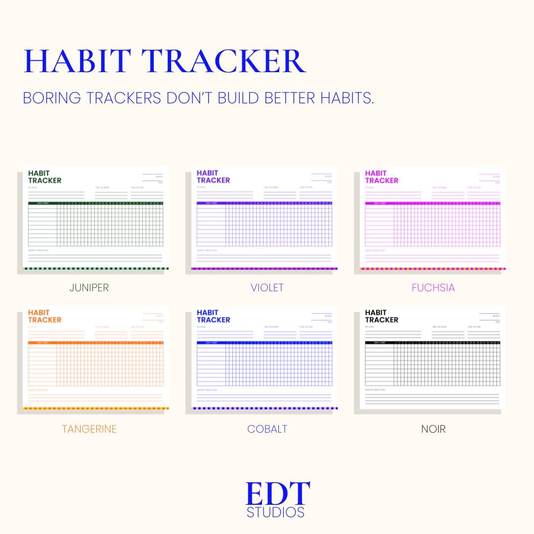 Monthly Habit Tracker Bundle | Habit Tracker Printable Set | 6 Colours ...