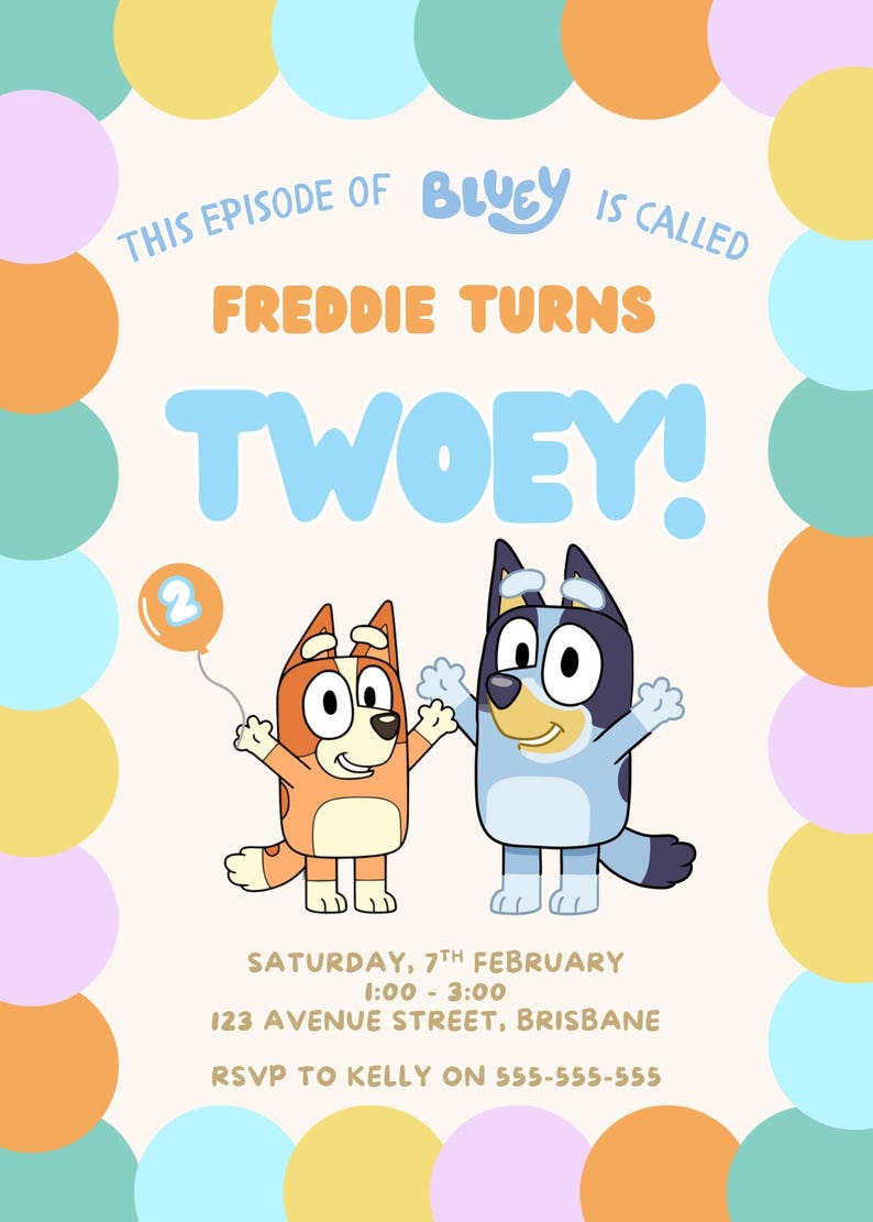 Bluey & Bingo Birthday Invitation | Editable Canva Party Invite ...