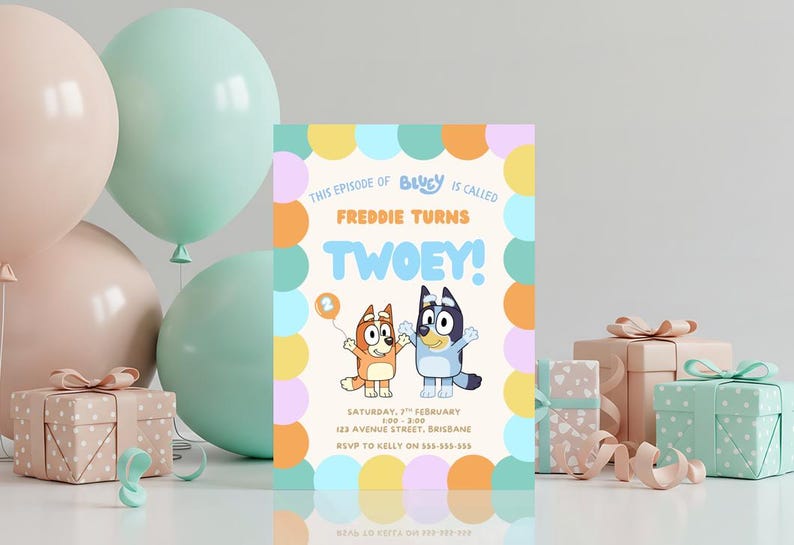 Bluey & Bingo Birthday Invitation | Editable Canva Party Invite ...