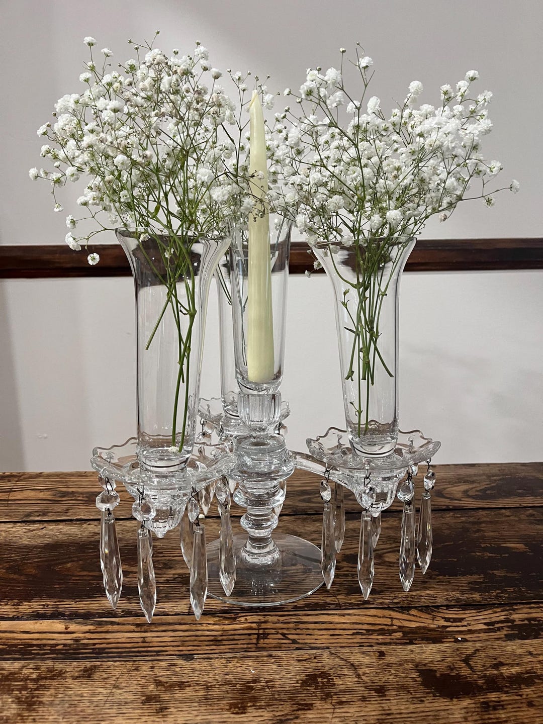 Vintage Cambridge Arms Crystal Epergne Candelabra With Bobesches ...