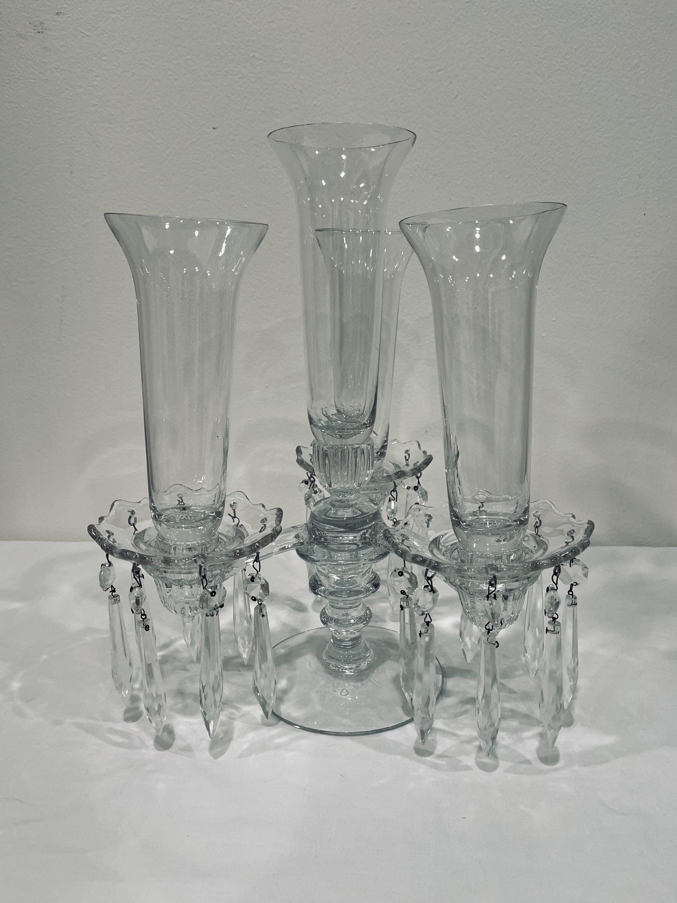 Vintage Cambridge Arms Crystal Epergne Candelabra With Bobesches ...