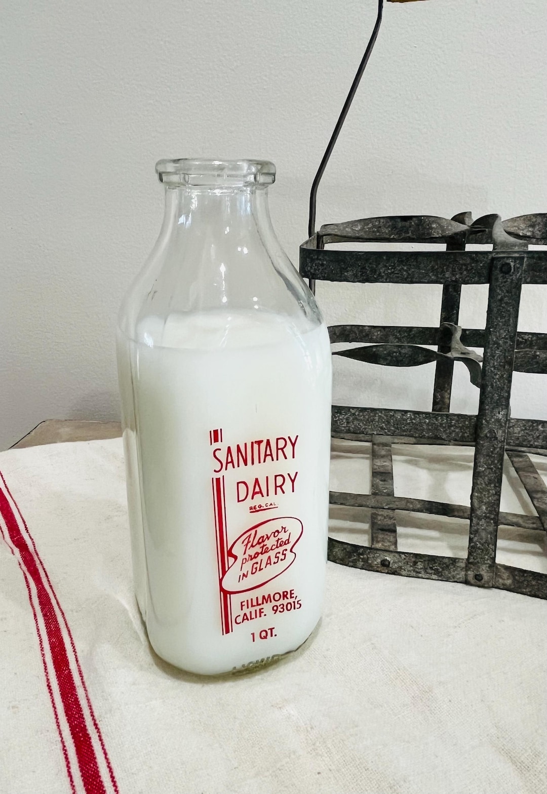 Vintage American Milk Bottles / Sanitary Dairy Fillmore CA/ Farmhouse ...