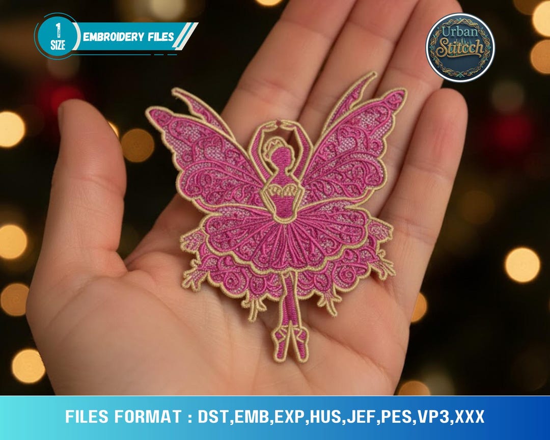 Butterfly Ballerina FSL Embroidery Design | Freestanding Lace Ballerina ...