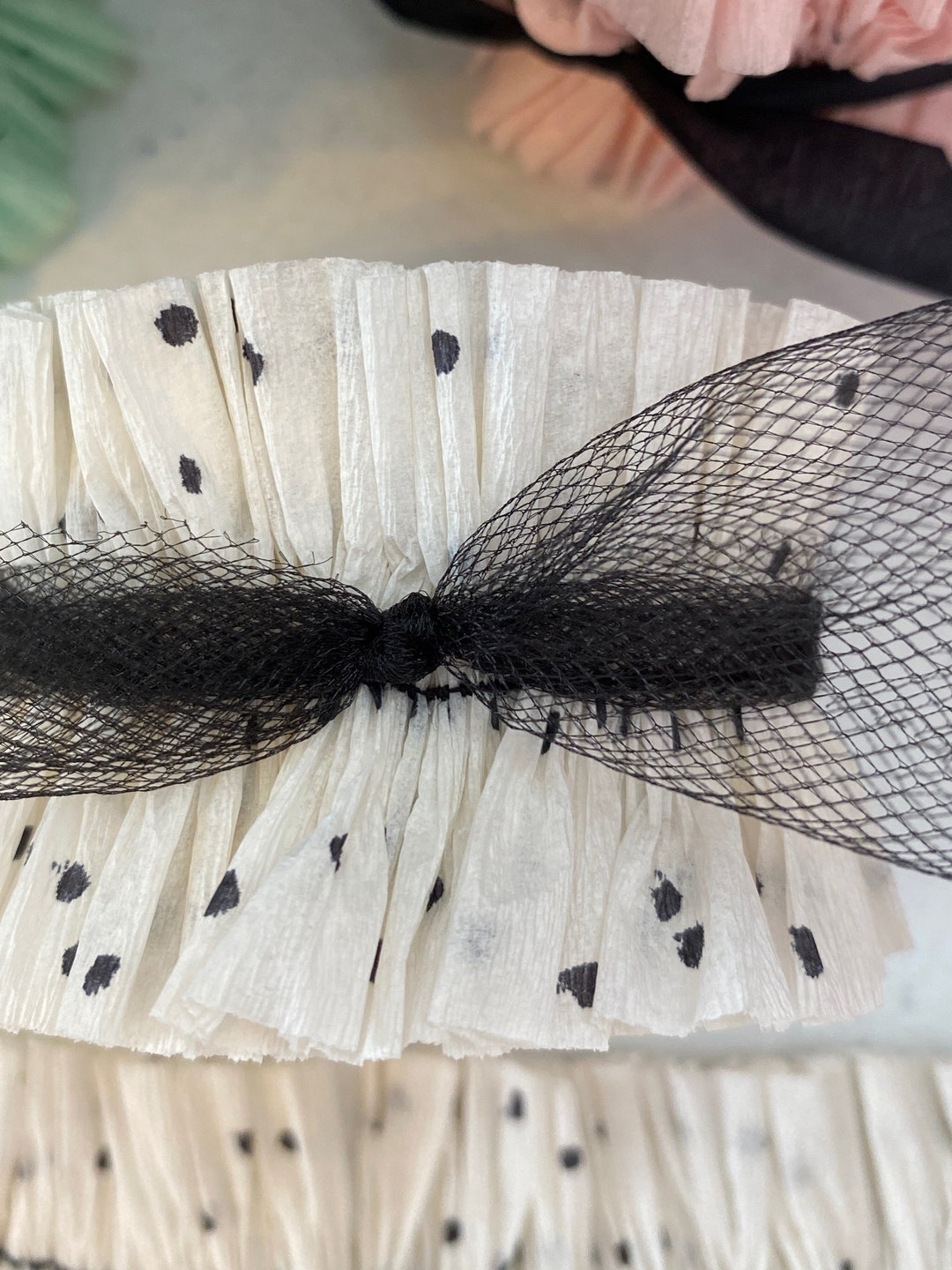 Free Shipping Handmade Crepe Paper Ruffles With Polka Dots White DIY ...