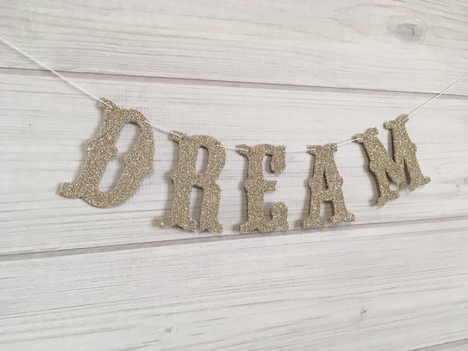 Free Shipping Dream Banner Garland Silver German Glass Glitter Shabby ...