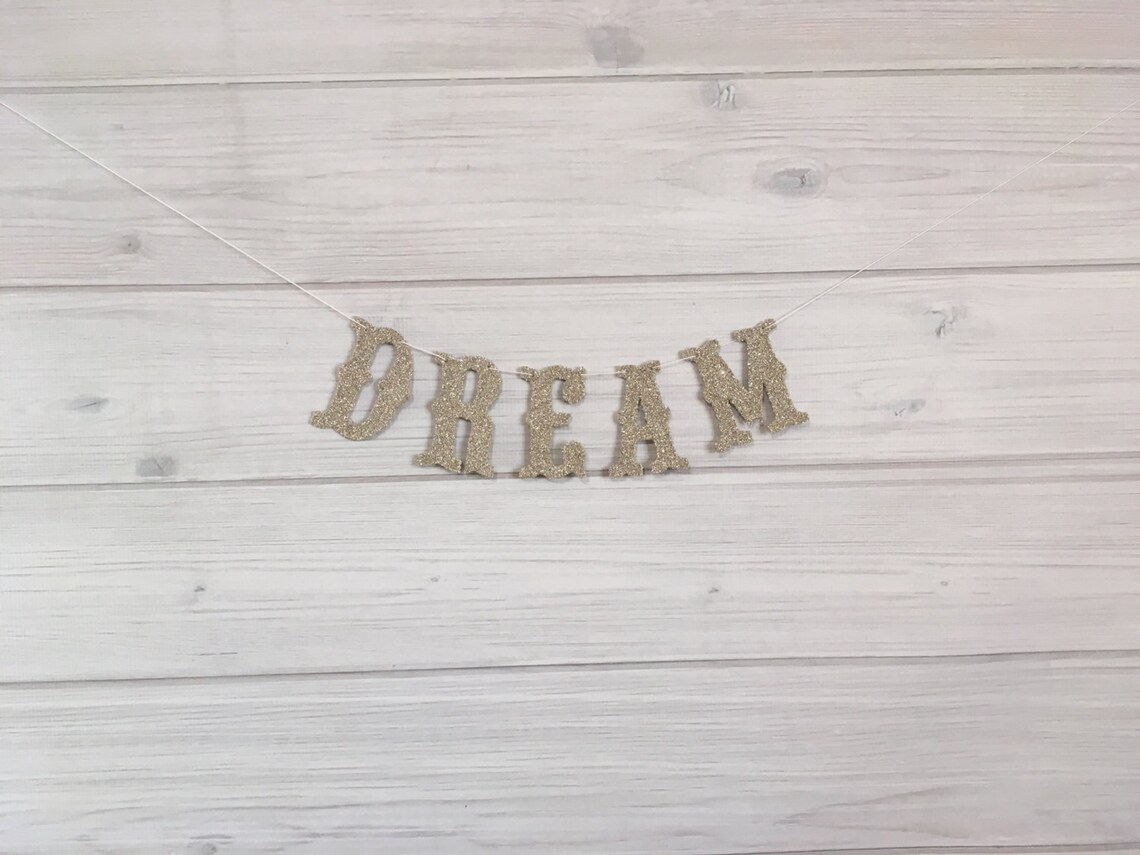 Free Shipping Dream Banner Garland Silver German Glass Glitter Shabby ...