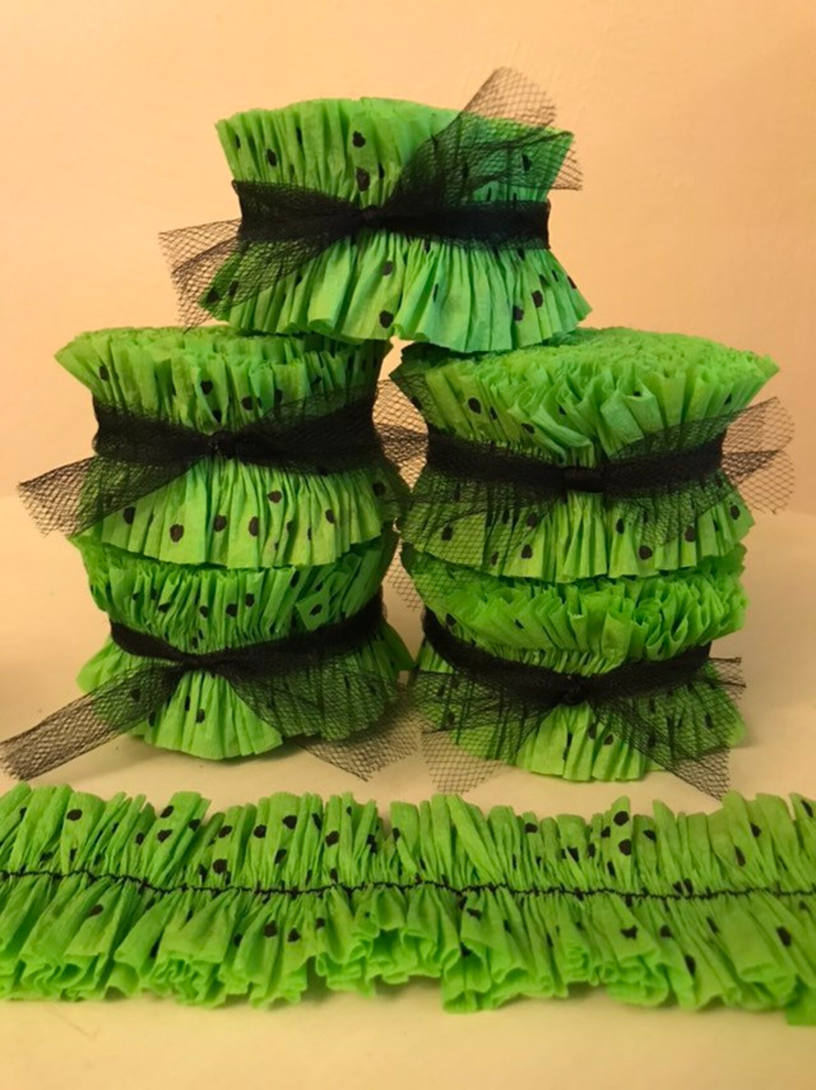 Free Shipping Handmade Crepe Paper Ruffles Lime Green With | Etsy