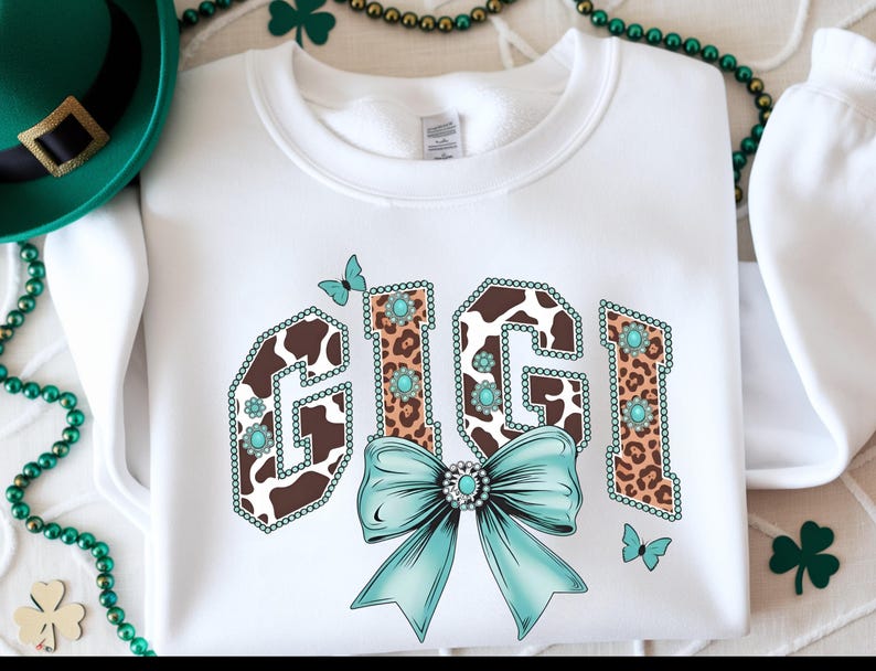 Leopard Cow Print Gigi Sweater, Western Grandmother Shirt, Rodeo Gigi ...