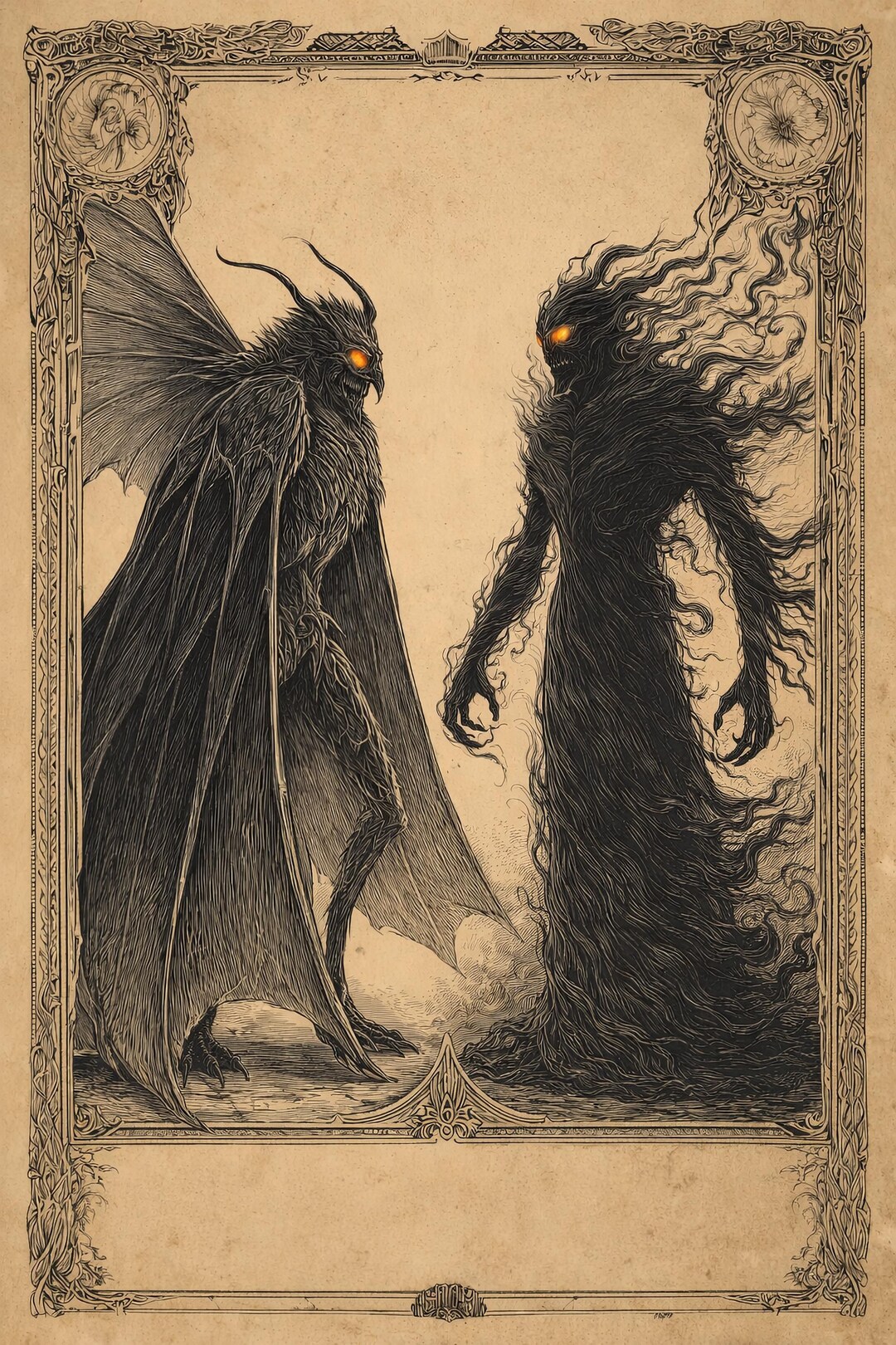 Mothman Vs Shadow Entity Wall Art Paranormal Folklore Art - Etsy
