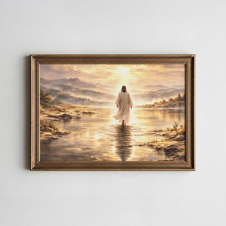 Jesus Walking on Water Wall Art, Christian Resurrection Landscape Print ...