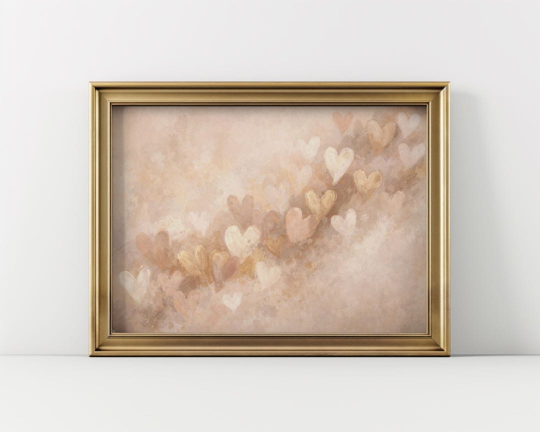 Abstract Heart Wall Art Printable, Neutral Love Painting, Romantic ...