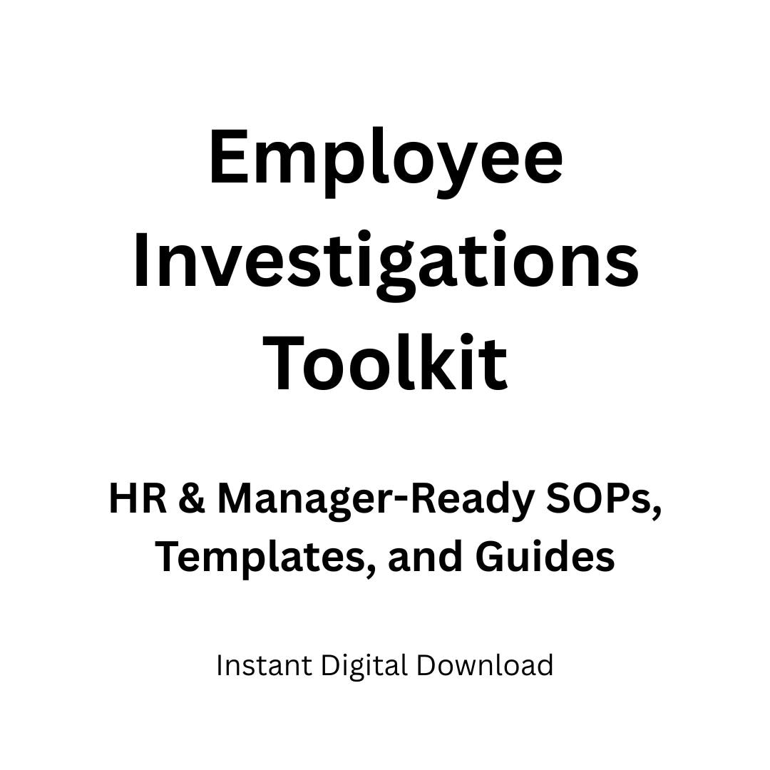 Employee Investigations Toolkit | HR SOP, Manager Guide, Legal ...