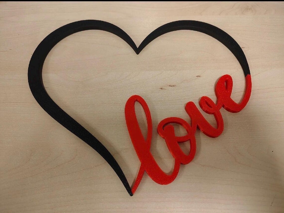 Modern Minimalist Love Heart Wall Art 3D Printed Home Decor - Etsy