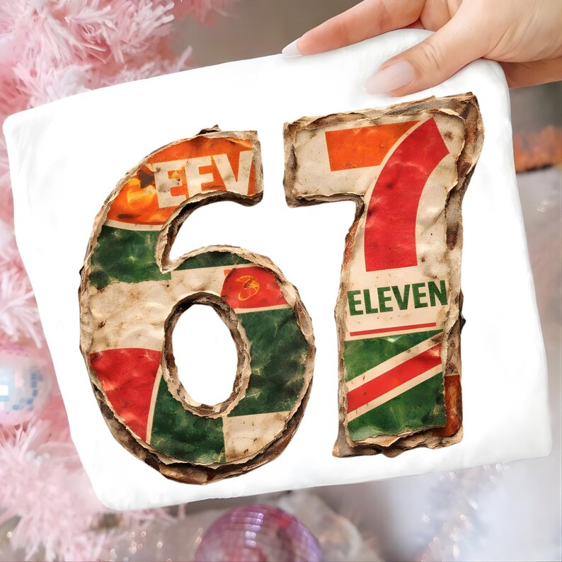 67 Vintage Collage Number PNG – Six Seven Ripped Paper Typography ...