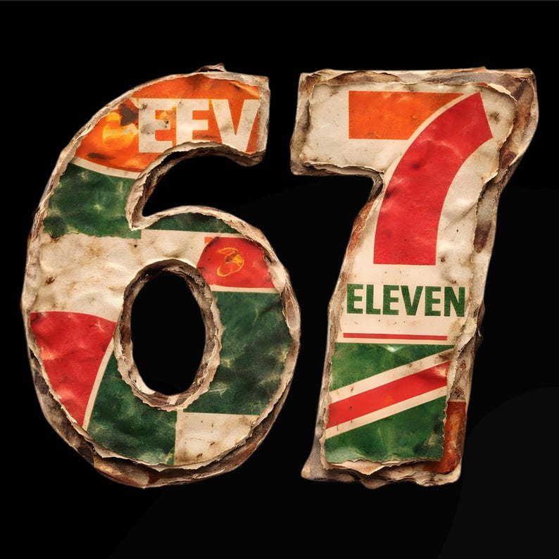67 Vintage Collage Number PNG – Six Seven Ripped Paper Typography ...