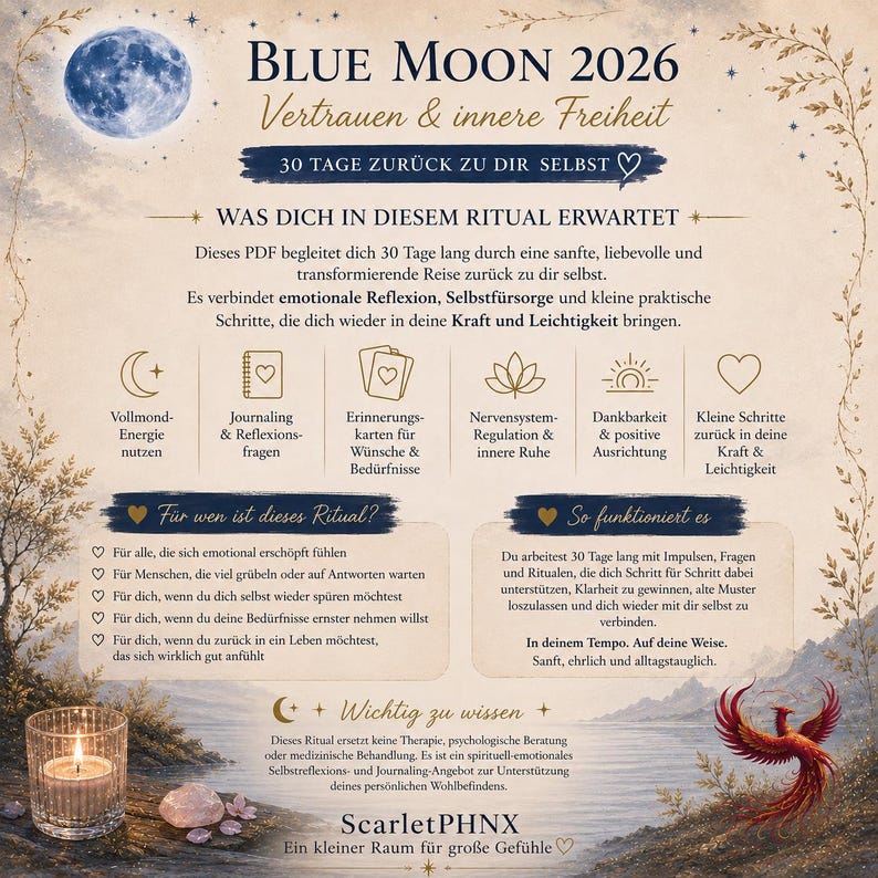 Blue Moon 2026 Ritual PDF | 30 Days Back to Yourself | Trust & Inner ...