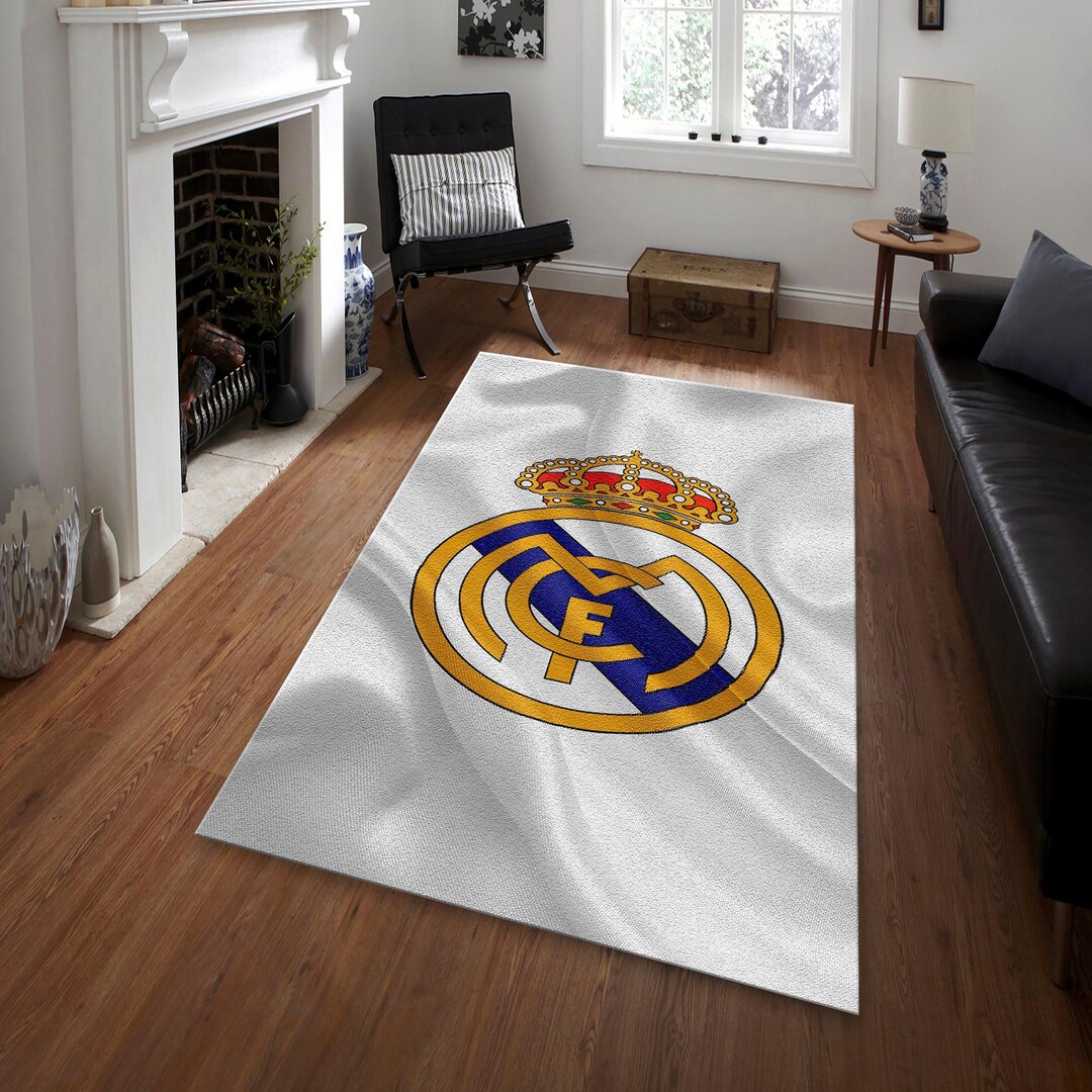 Real Madrid Football Club Rug - Soccer Fan Area Mat - Navy Blue White ...