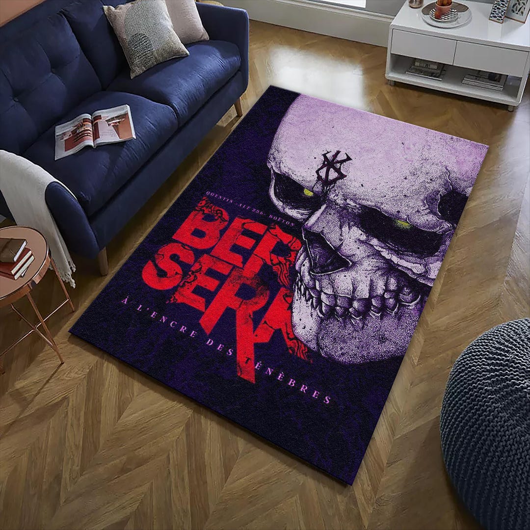 Berserk Manga Area Rug - Dark Fantasy Skull & Brand of Sacrifice Mat ...