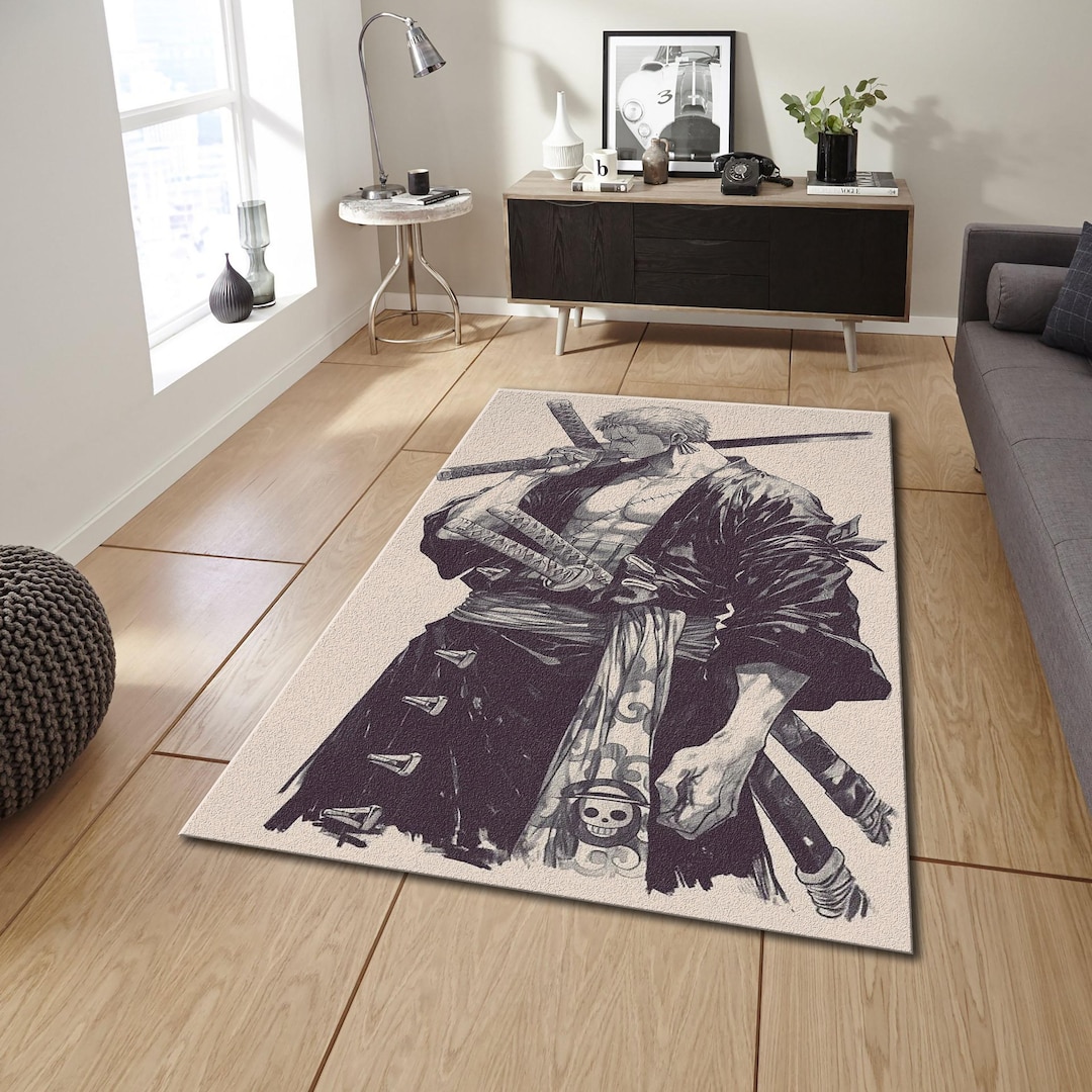 Roronoa Zoro Rug, One Piece Anime Manga Sketch, Room Decor - Etsy
