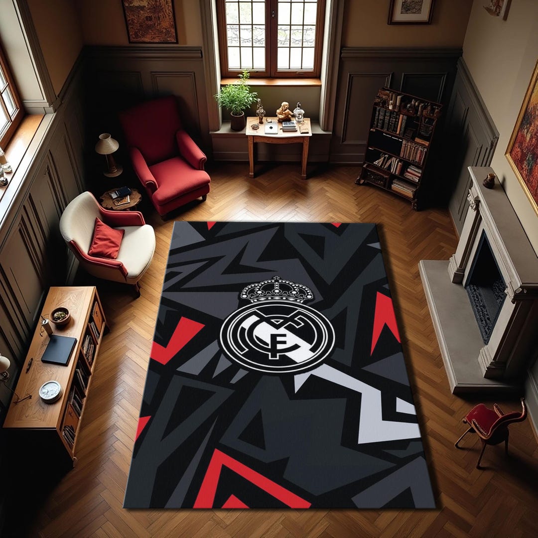 Real Madrid Football Club Rug - Soccer Fan Area Mat - Navy Blue White ...