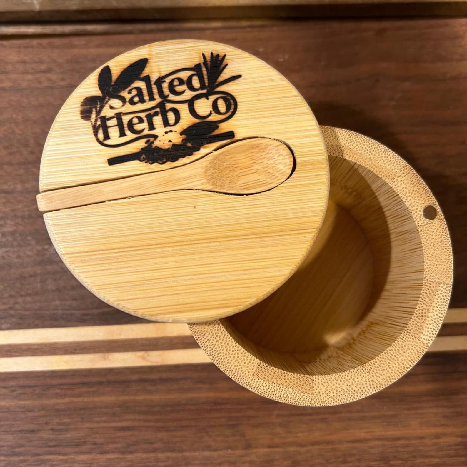 Gourmet Bamboo Salt Cellar: Spice, Salt and Herb Keeper With a Wooden ...