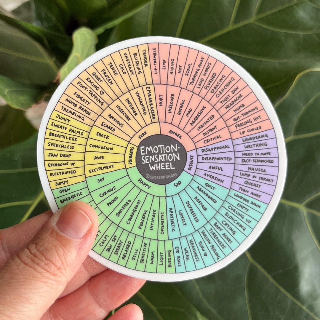 Mental Health Stickers: Emotion Sensation Wheel | 4 Inch Vinyl Sticker ...
