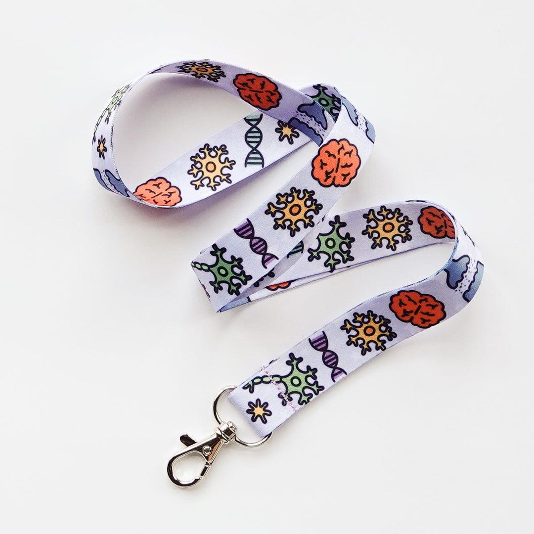 Lanyard: Neurobiology Design | Neurons, Synapses, Brain Science Art - Etsy