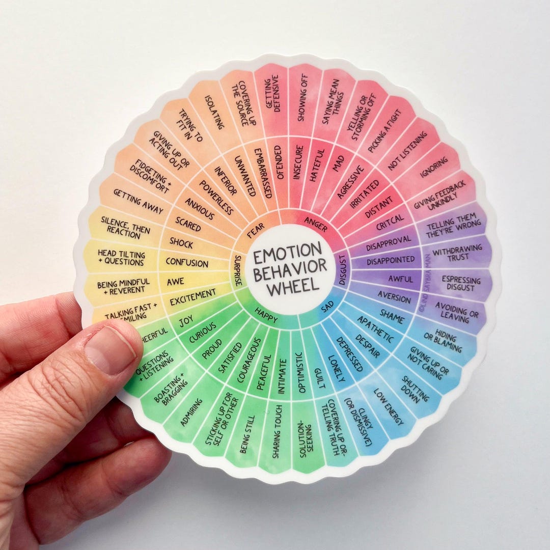 Mental Health Stickers: Emotion Behavior Wheel | 5 Inch Vinyl Sticker ...