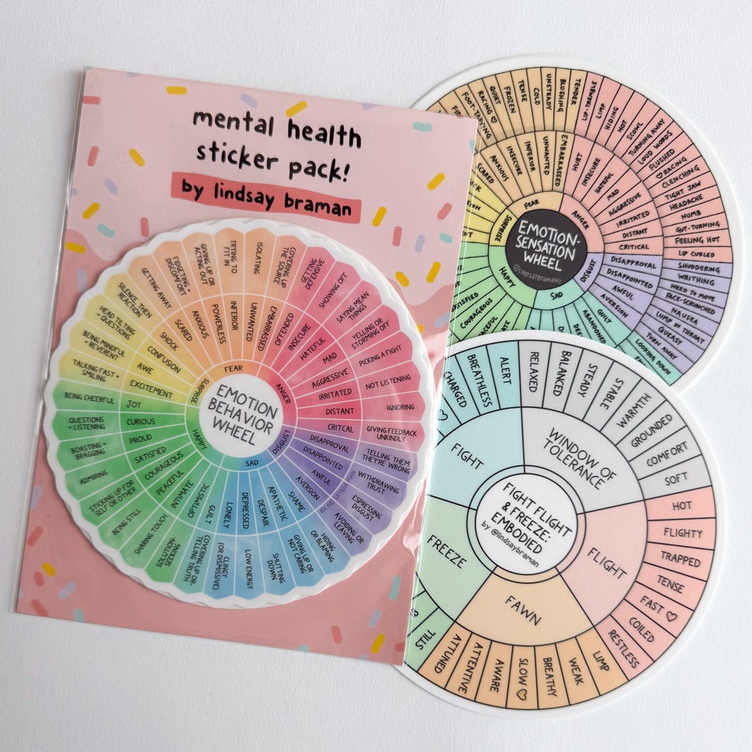 Sticker Bundle: Feelings Wheel Variety Pack | Set of 3 Stickers ...