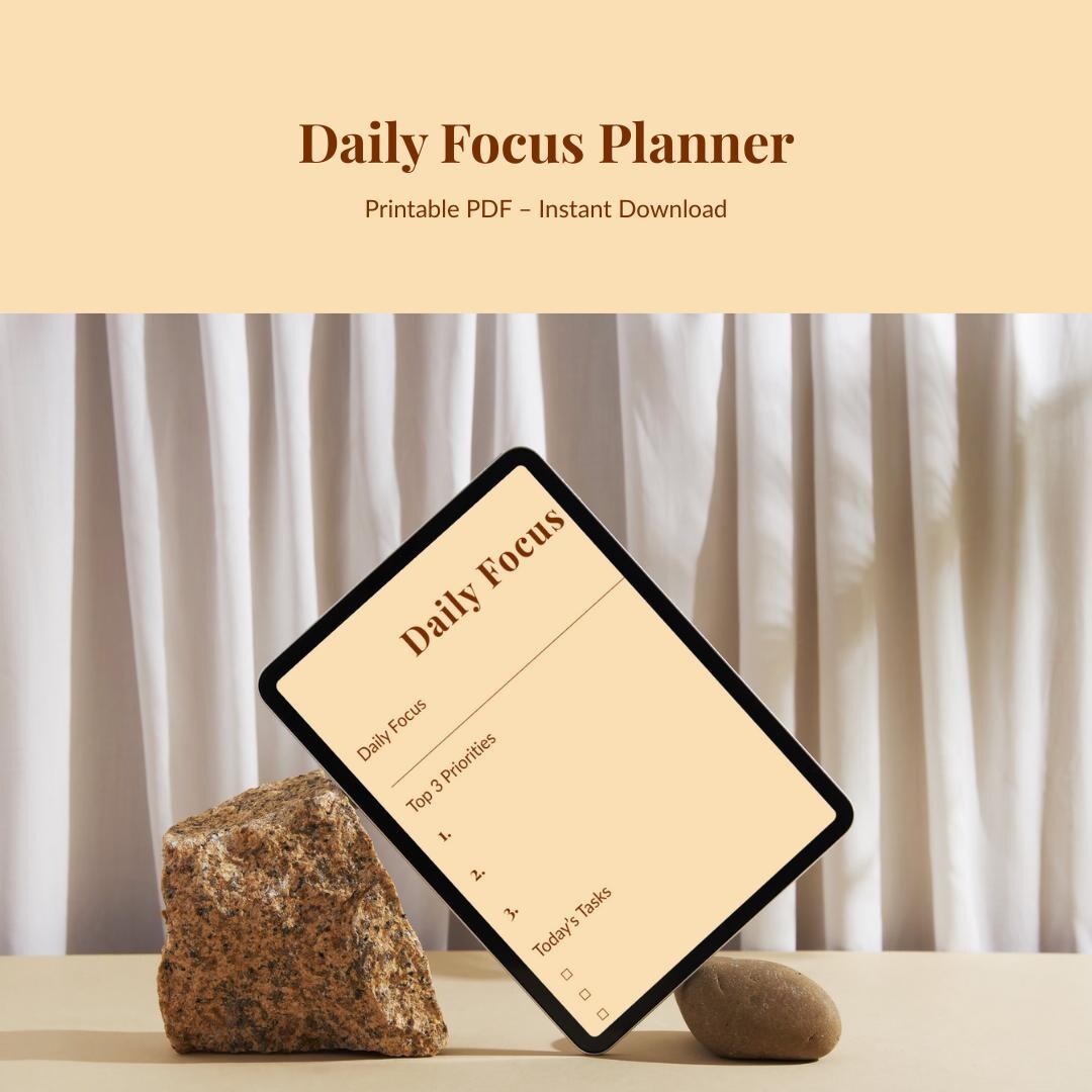 Daily Focus Planner Printable | Minimal Daily Planner, Priorities and ...