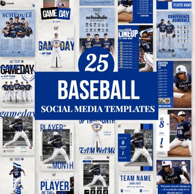Baseball Canva Social Media Template | Editable Game Day Graphics ...