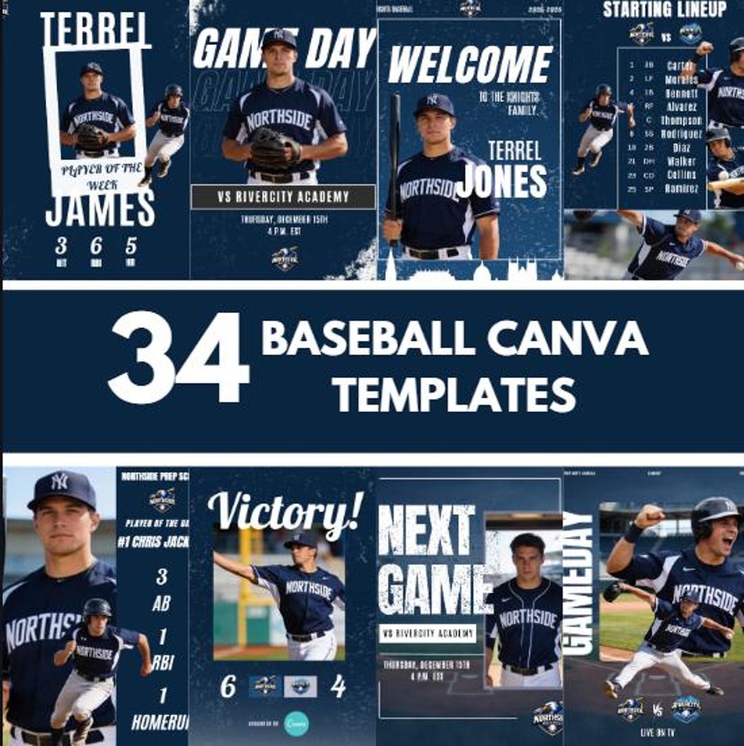 Baseball Social Media Canva Template | Editable Baseball / Softball ...
