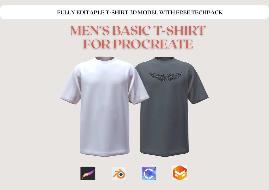 Procreate T-shirt Design, 3D Male T-shirt Model (digital Download) - Etsy