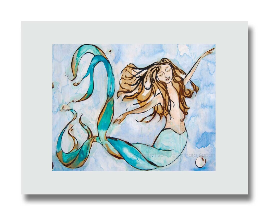 Turquoise Mermaid Art Print by Tamara Kapan Titled "sweet Dreams ...