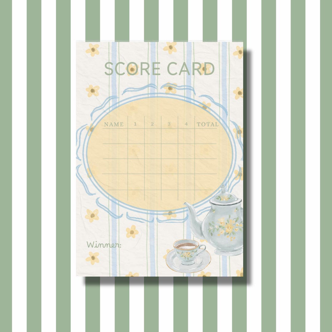 Floral Mahjong Score Card | Tea Party Tally Sheet (digital Download) - Etsy