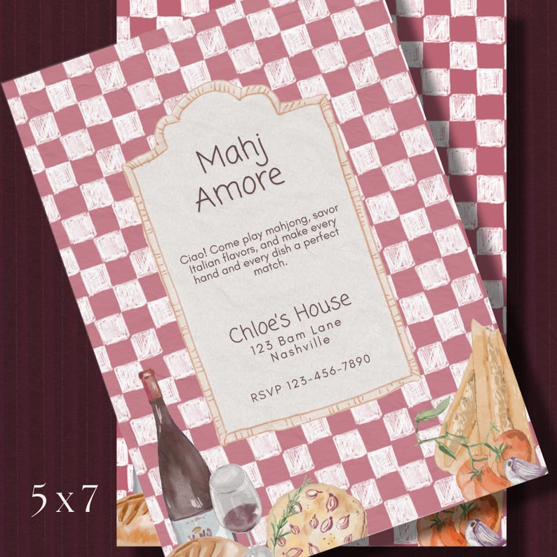 Italian Mahjong Dinner Party Kit | Printable Invitation, Score Cards ...