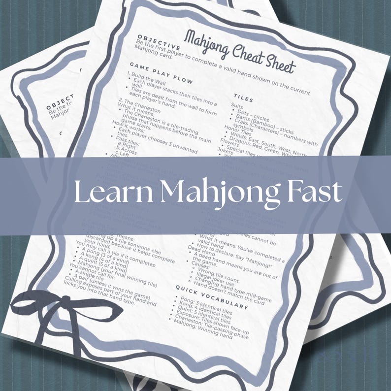 Mahjong Cheat Sheet Printable | Bam! Crack! Dot! Modern Rules Guide ...