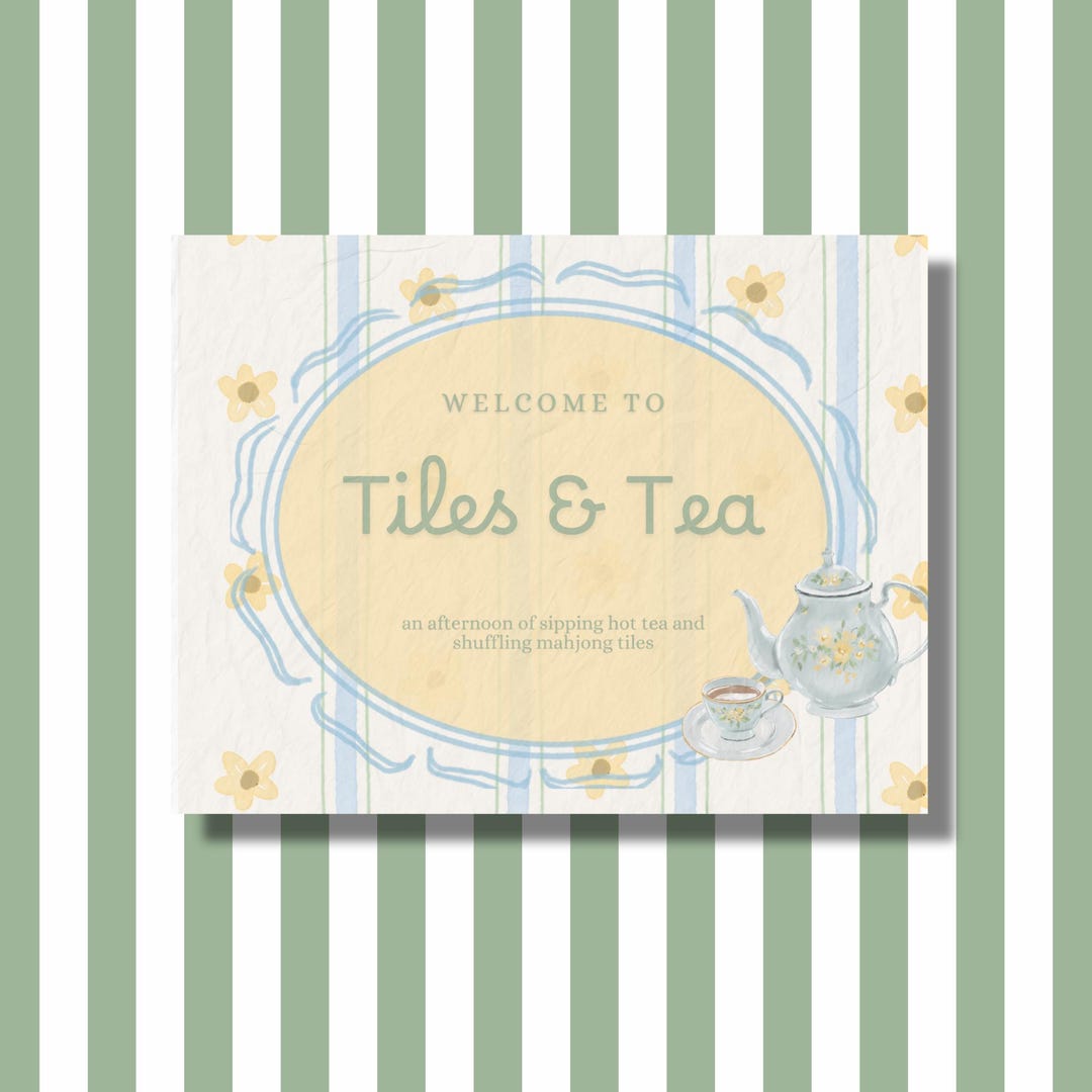 Mahjong Welcome Sign | Tiles & Tea Party Decor (printable, Editable in ...