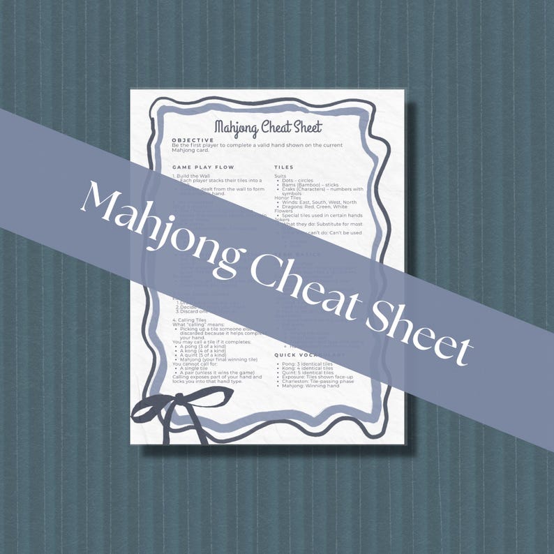 Mahjong Cheat Sheet Printable | Bam! Crack! Dot! Modern Rules Guide ...