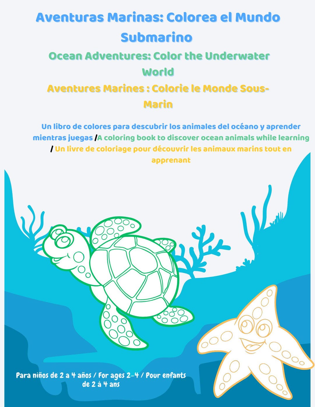 Printable Ocean Coloring Book for Toddlers Ages 2–4 | Trilingual EN-ES ...