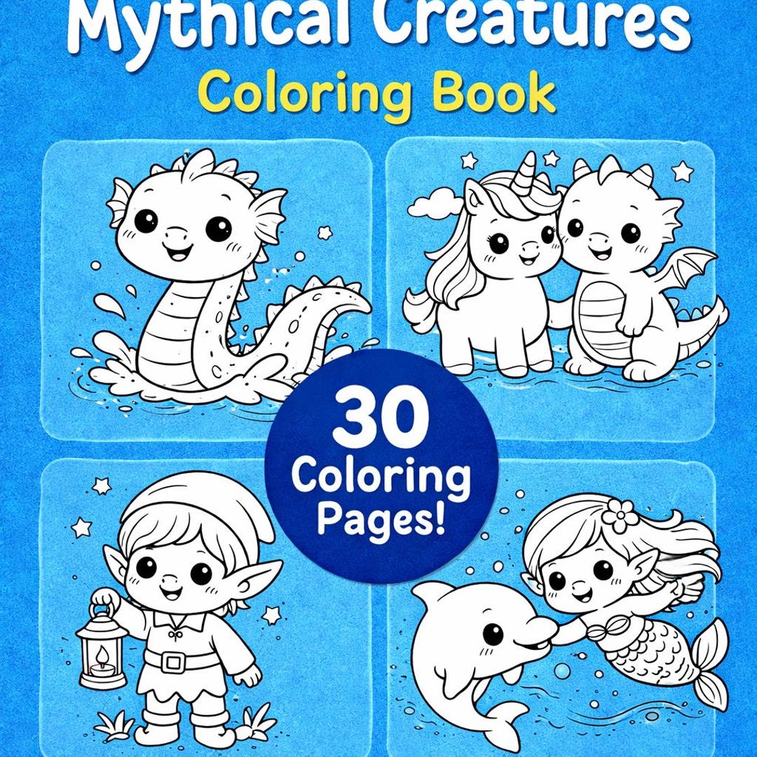 Mythical Creatures Coloring Book for Kids | Dragons, Unicorns ...