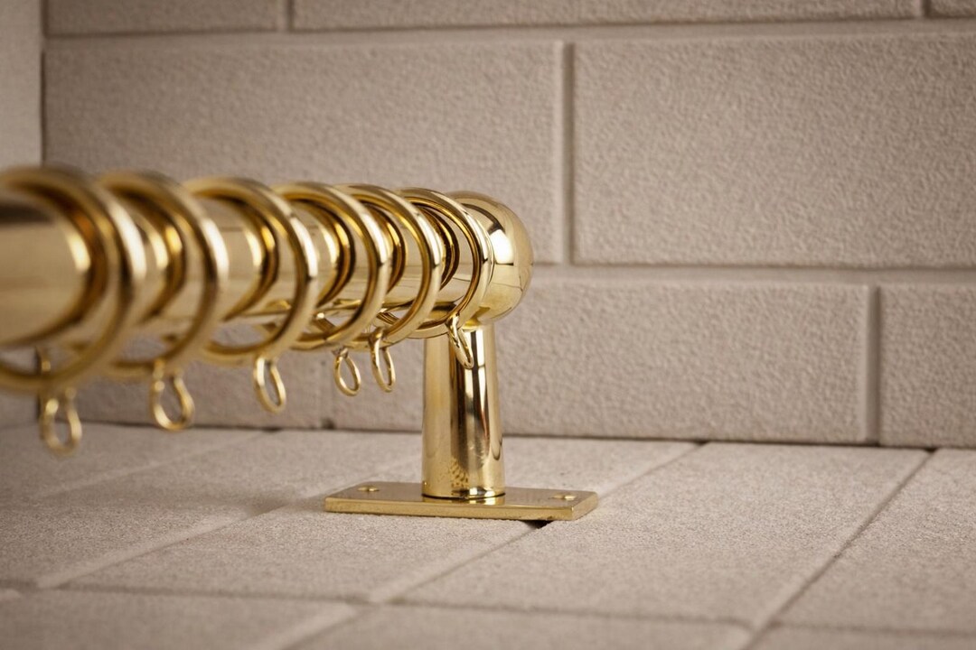 Solid Brass Cafe Curtain Rod With Rings, Unlacquered Finish - Etsy