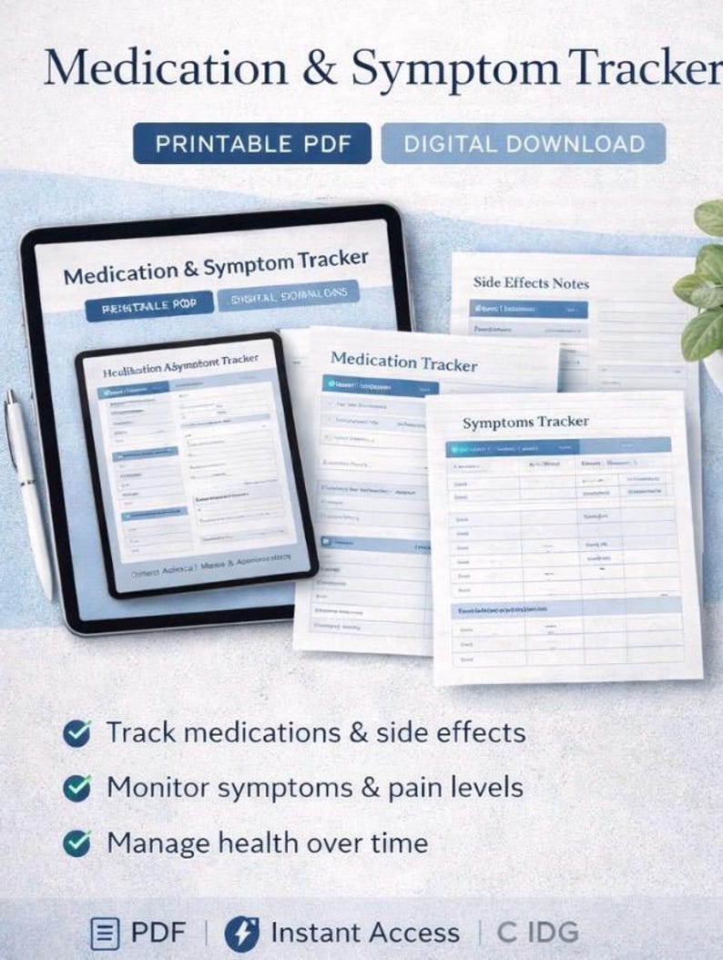 Medication & Symptom Tracker Printable | Chronic Illness Health Planner ...