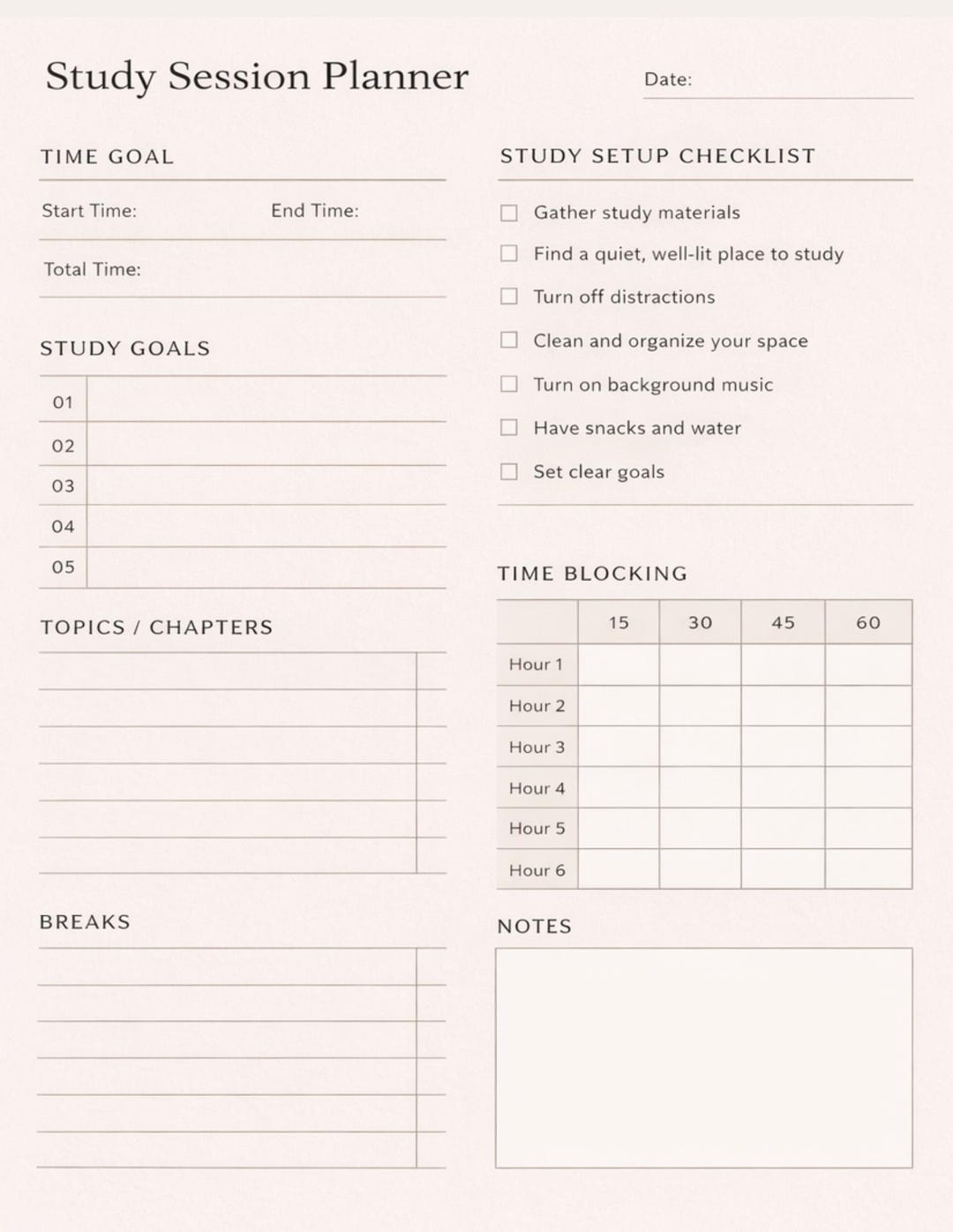 Study Session Planner Printable | Study Tracker PDF | Study Schedule ...