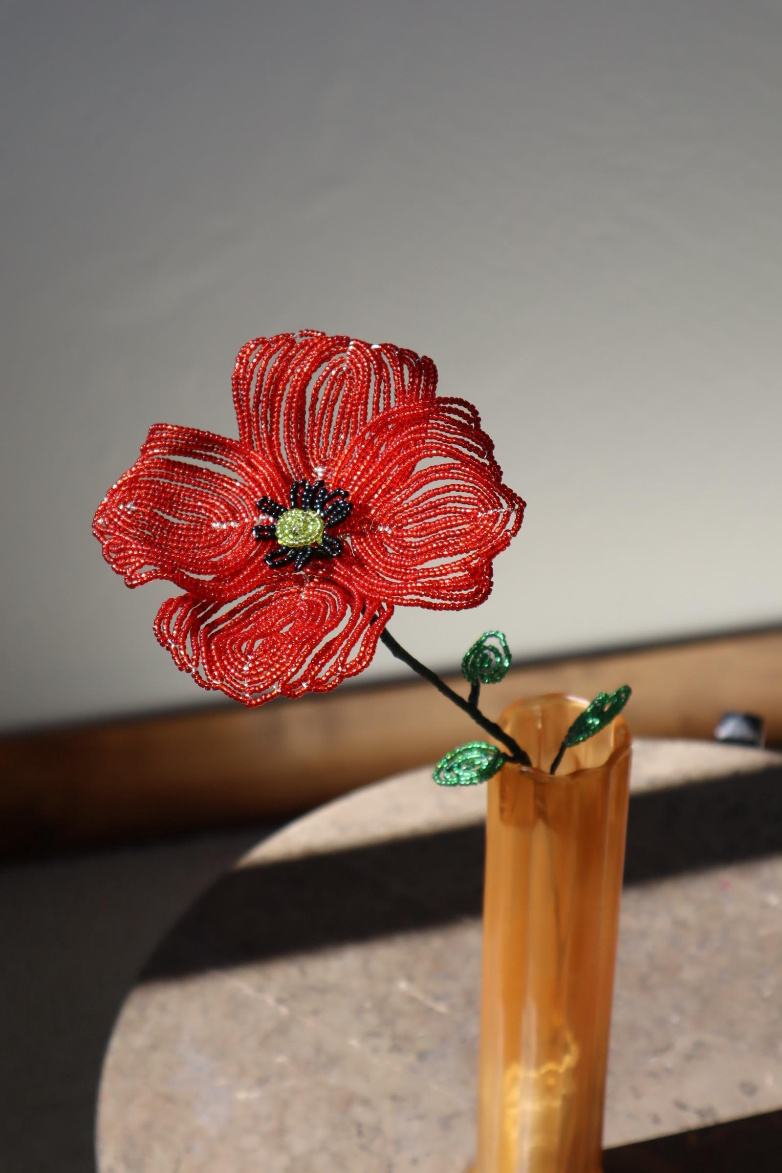 French Beaded Singular Flower, Handcrafted Flower Stem - Etsy