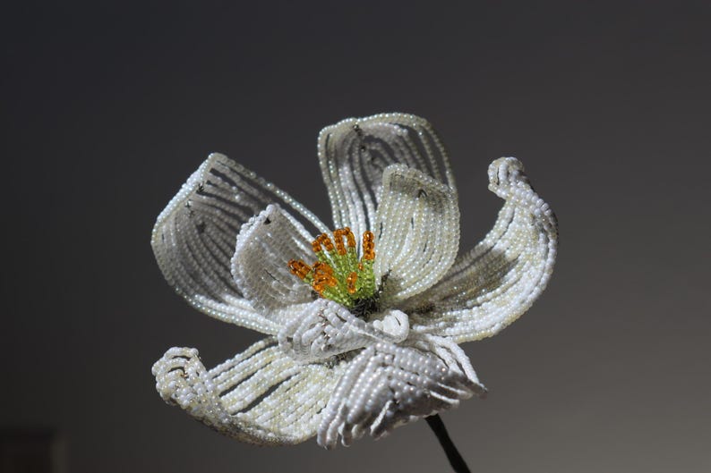 French Beaded Singular Flower, Handcrafted Flower Stem - Etsy