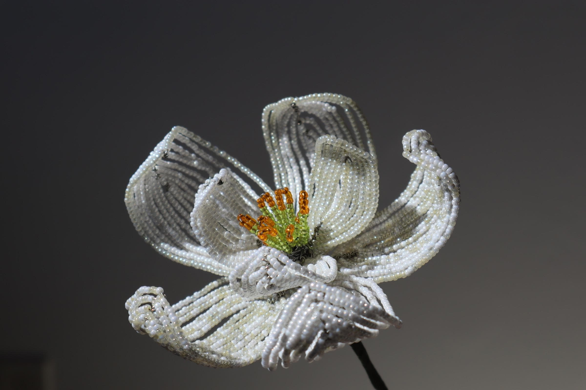 French Beaded Singular Flower, Handcrafted Flower Stem - Etsy