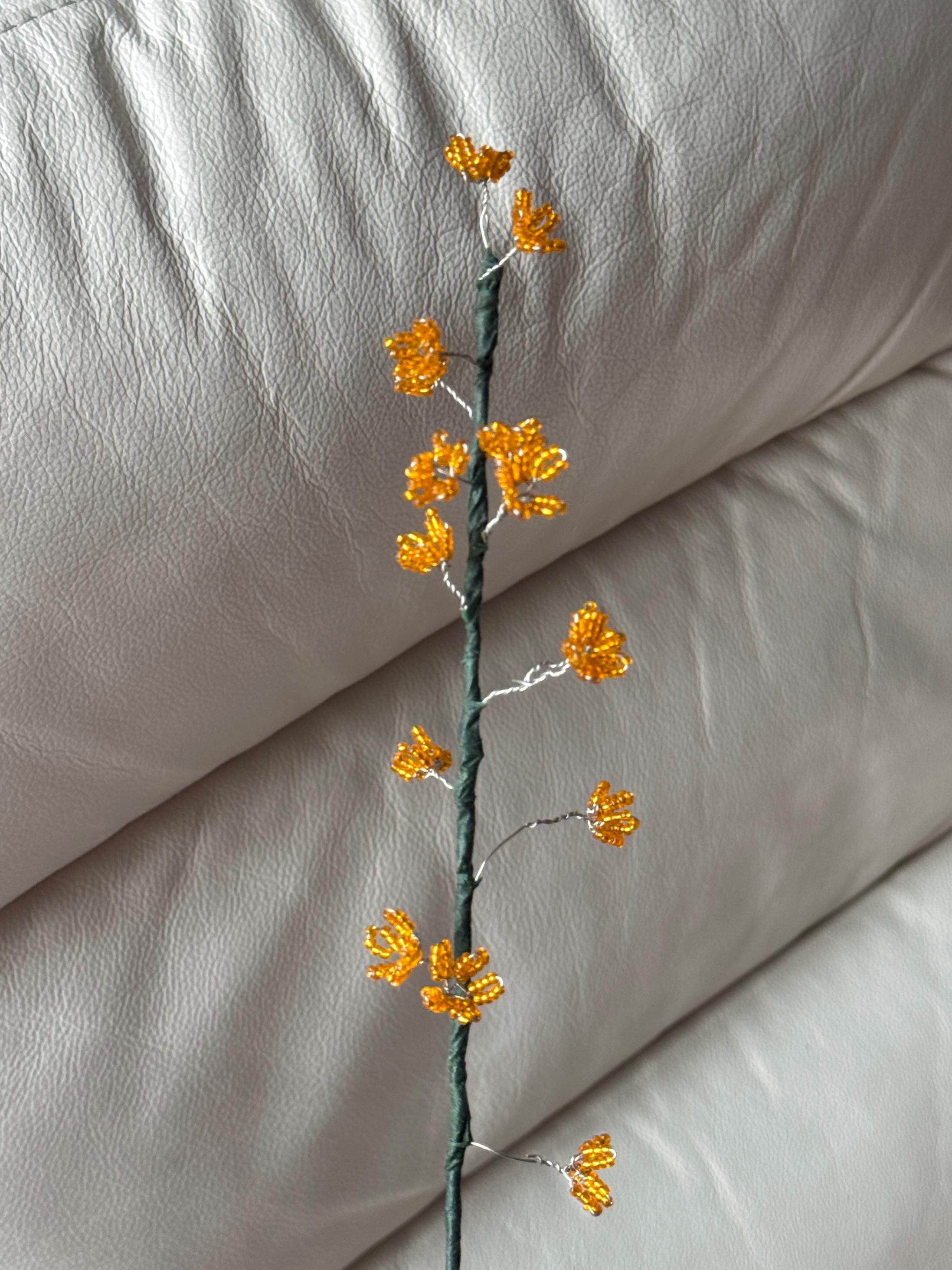 French Beaded Singular Flower, Handcrafted Flower Stem - Etsy